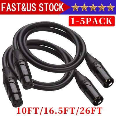 Premium XLR Male to Female All Sizes Microphone Cable Balanced 3 Pin ...