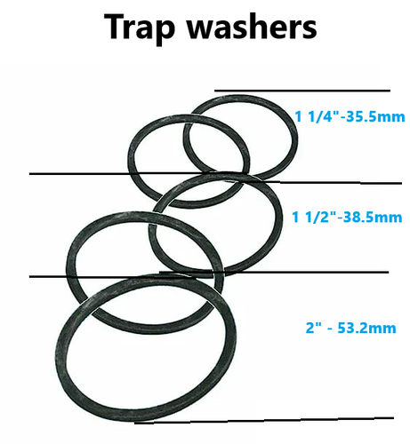 Trap inlet washers for 1 1/4" (32mm) 1/12 (40mm) 2" 50mm) Rubber O seal ...