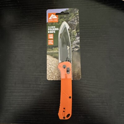 Ozark Trail 7.5 Folding Knife D2 Steel Blade Orange Handle -Free ...