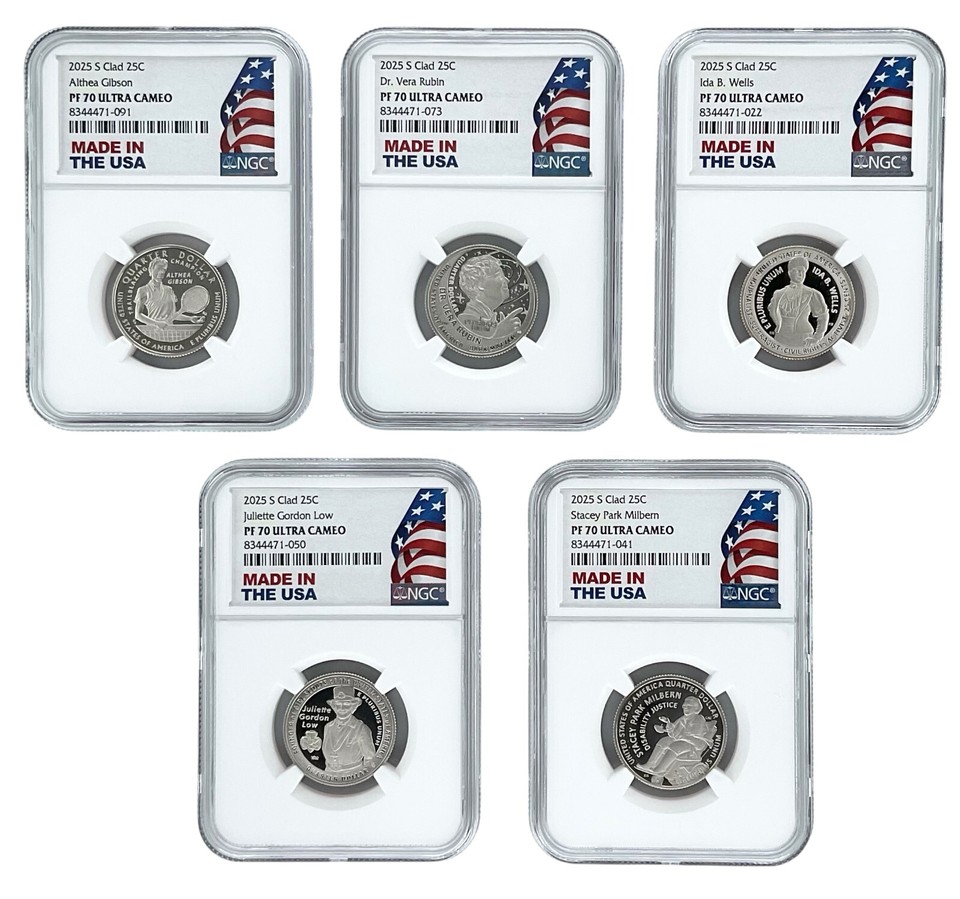 2025 S Clad Quarter 5 Coin Set NGC PF70 Ultra Cameo - Made In USA ...