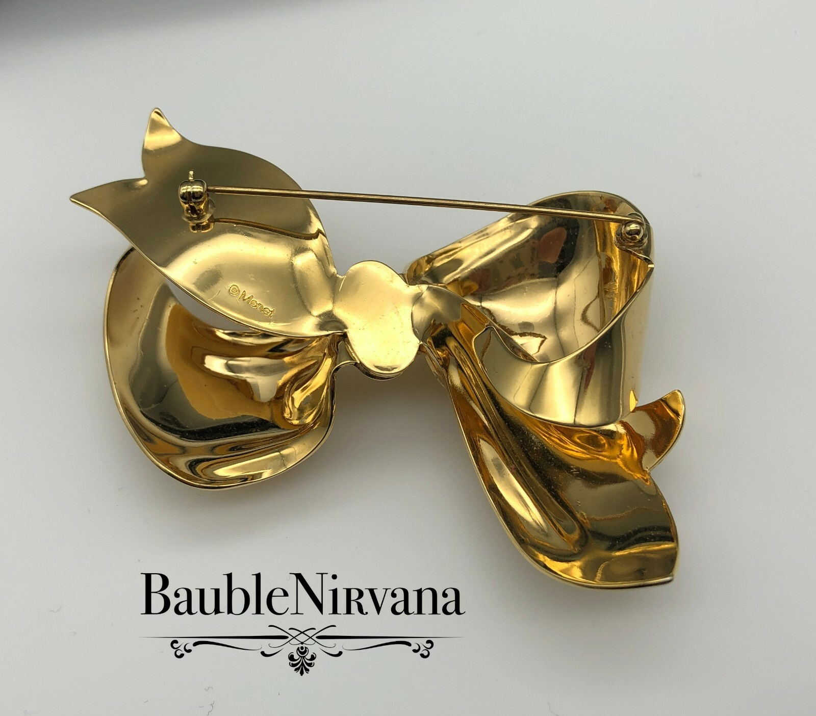 Vintage Monet Big Bold Chunky Shiny Gold Plated Dimen… - Gem