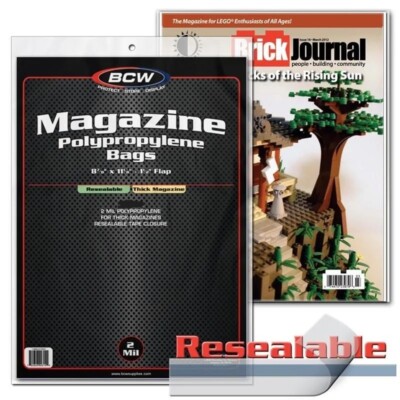 New(50 ct)BCW Magazine Resealable Thick Bag & Backing Board-Combo Pack ...