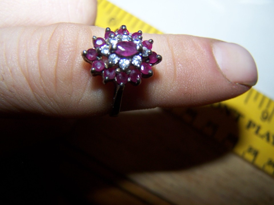 Sterling Silver Ruby Diamond Ring Sz 8 | eBay