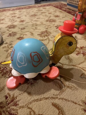 Vintage Fisher Price Tip Toe Turtle Pull Toy #773 Original String USA ...
