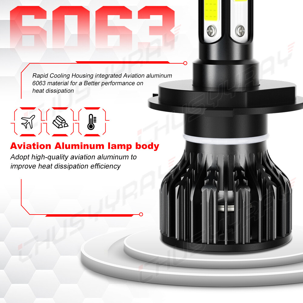 4-Sides H4 9003 LED Headlight Bulbs Car & Truck Hi&Low Dual Beam Kit ...