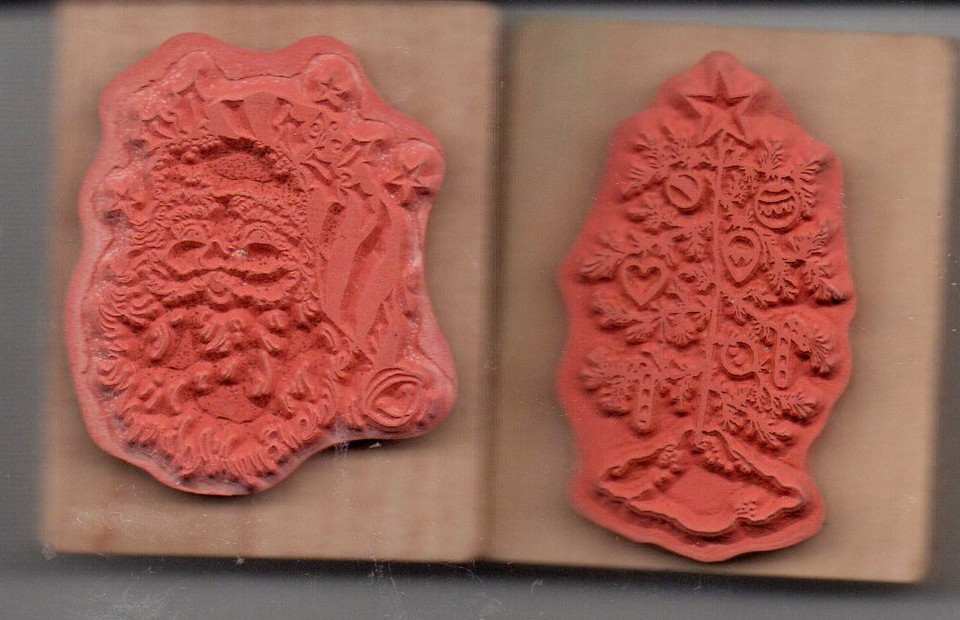 PSX Stamp Santa C-391 & Christmas Tree C-375 Wood Mounted Rubber Stamp ...