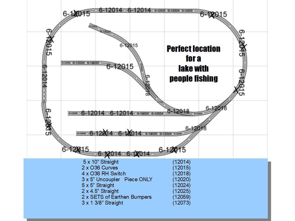 LIONEL FASTRACK 40x60 TO JIM'S GONE FISHING SIDING TRACK LAYOUT ADD-ON ...