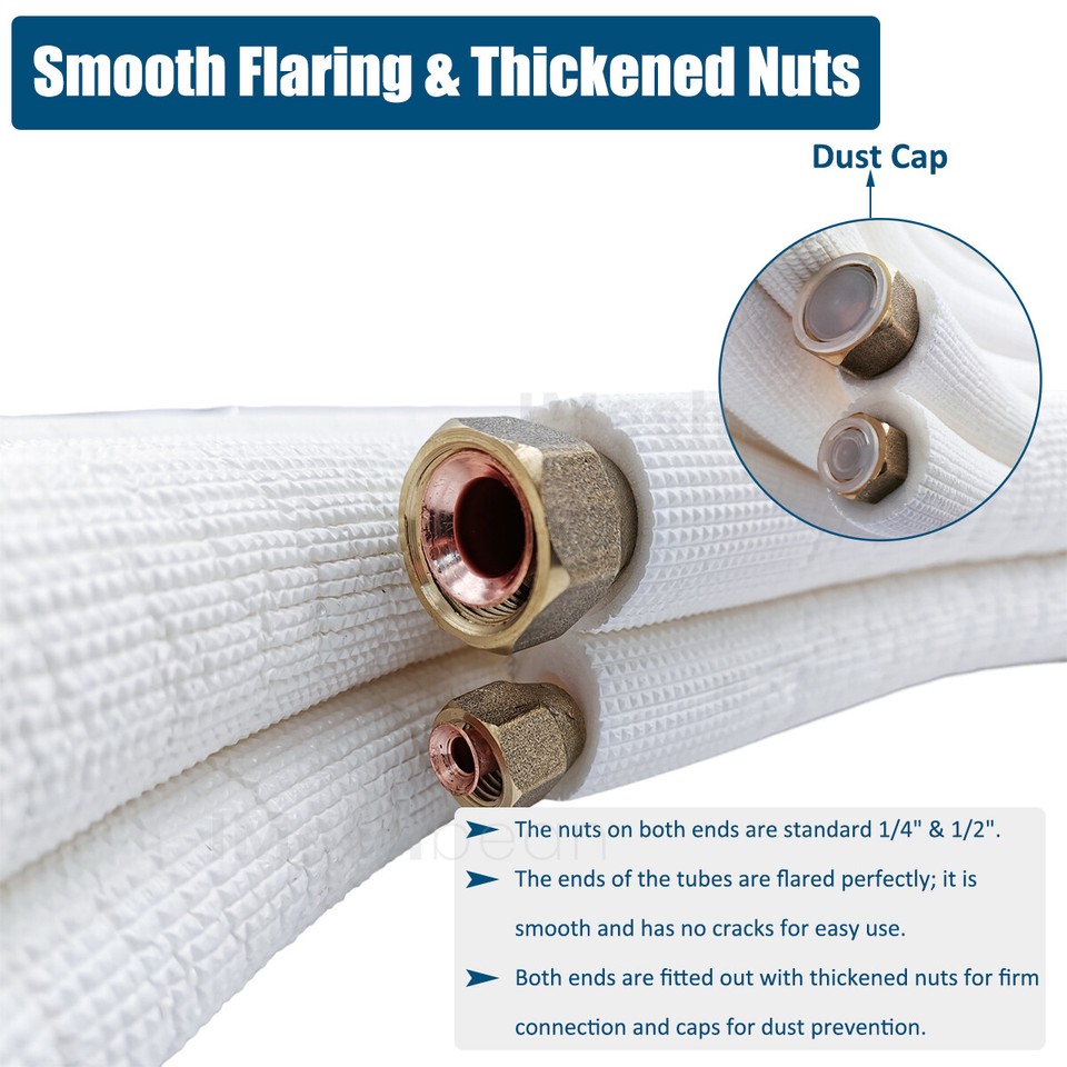 Ductless Mini Split Line Set 25ft/50ft Insulated AC Copper Line Kits w ...