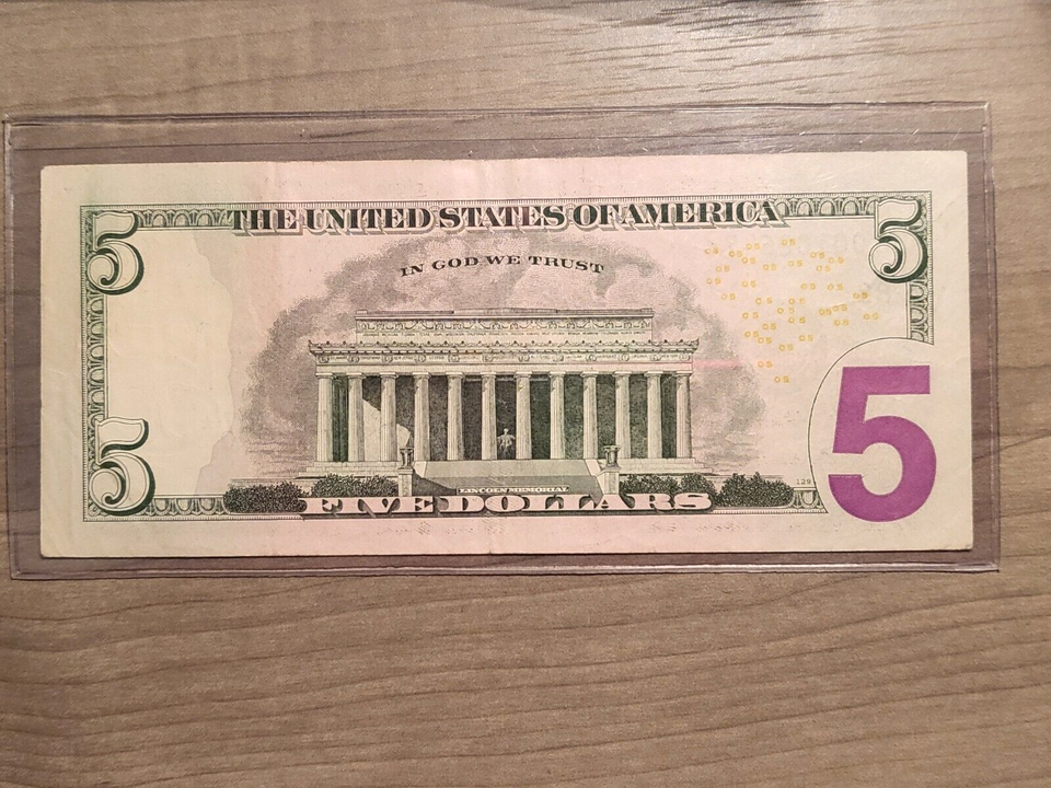 2013 $5 STAR NOTE US Federal Reserve Currency MB Block, (B) NY, LOW ...