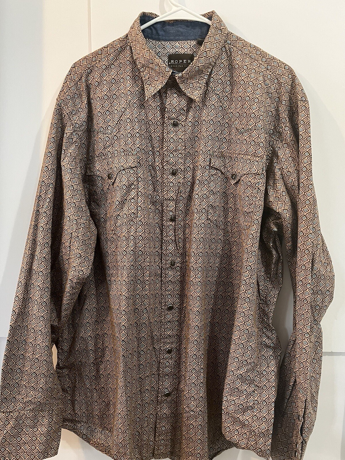 Roper Western XL Shirt Pearl Snaps Long Sleeve Aztec … - Gem