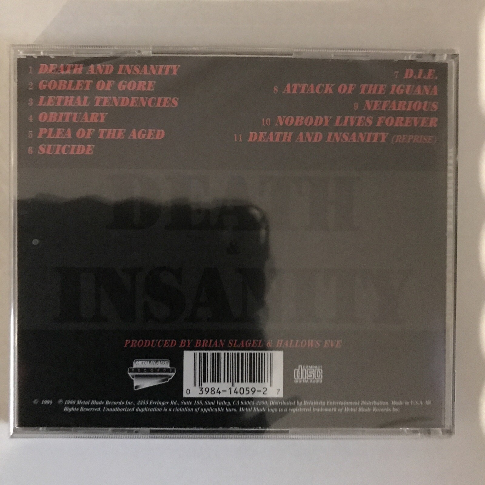 Hallows Eve – Death & Insanity CD 2014 Metal Blade - 3984-14059-2 ...