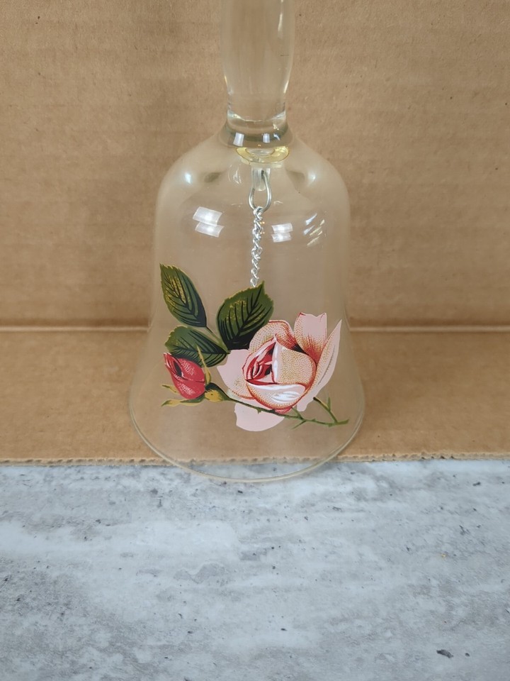 Vintage Glass Hand Bell, Rose Design | eBay