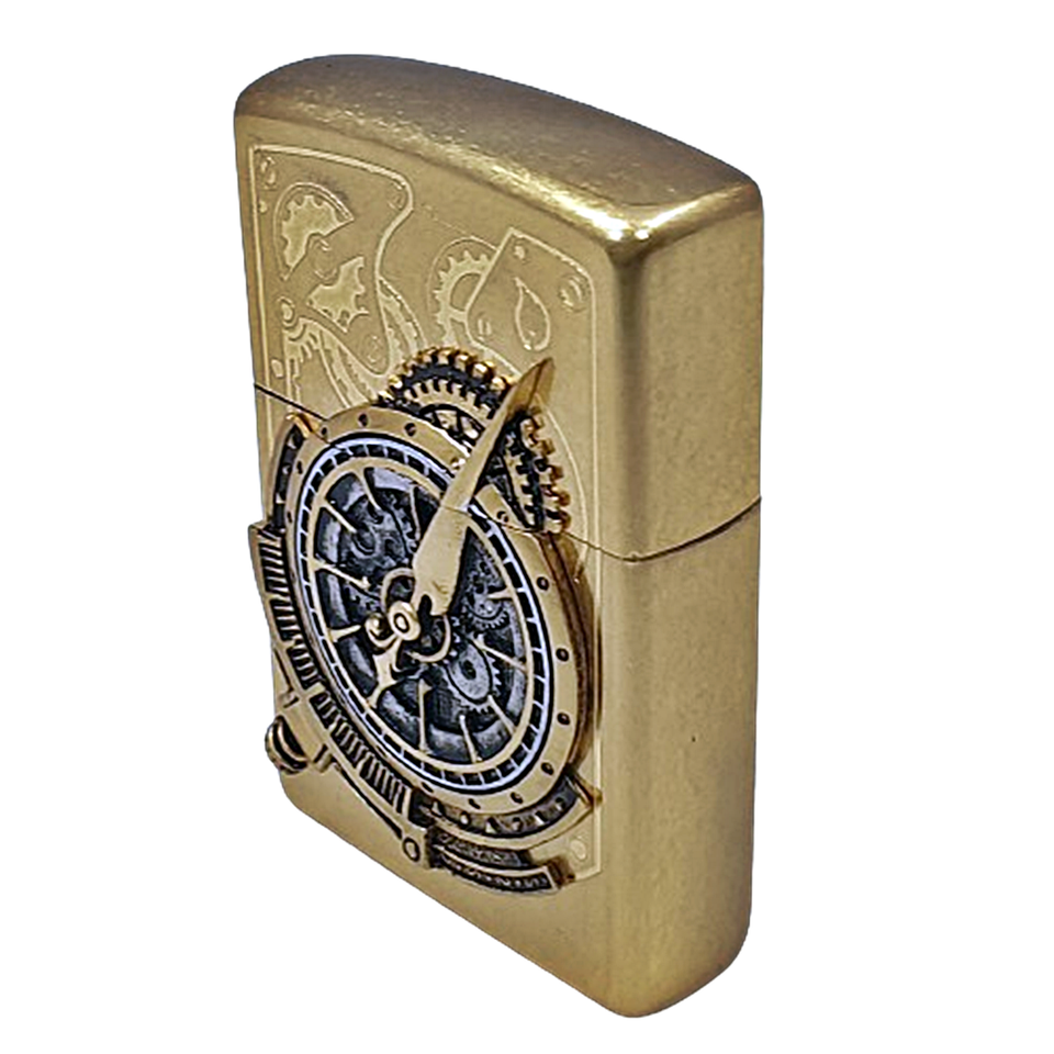 Zippo Steampunk Clock Lighter Genuine Case Pocket Windproof Brass Made ...