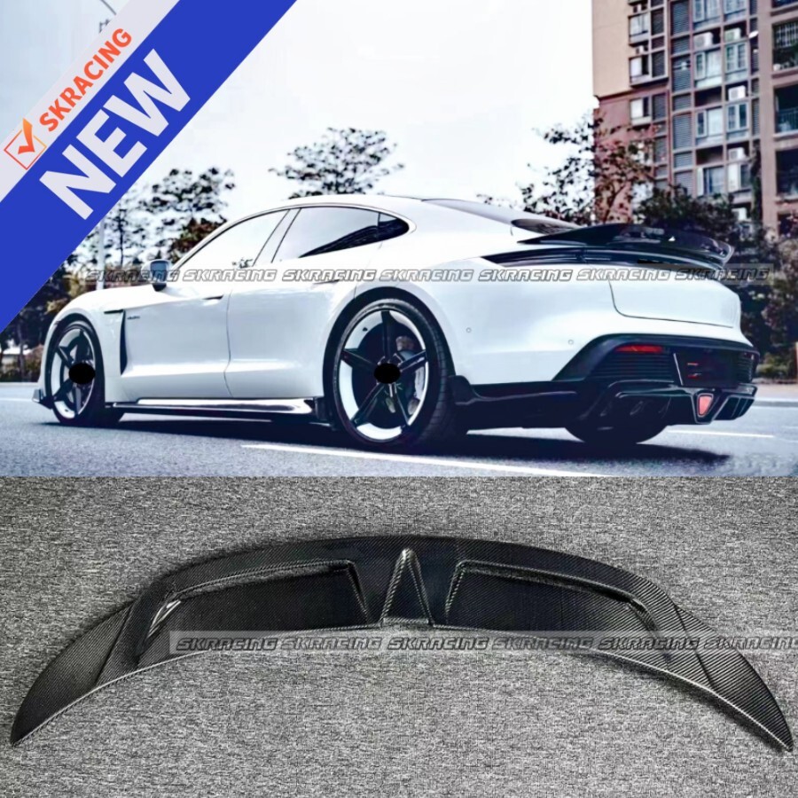 For Porsche Taycan 2020 2021 2022 Carbon Fiber Rear Spoiler Tail Trunk ...