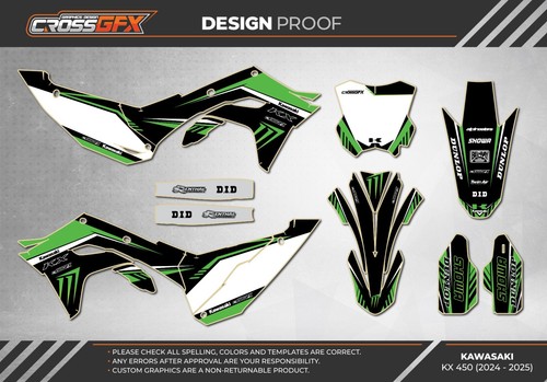KAWASAKI Complete Graphics KX F KLX 65 85 110 112 125 140 150 230 250 ...