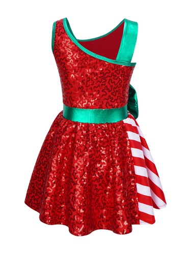 Girls Christmas Dance Costume Sequins Ballet Leotard Figure Ice Skating ...
