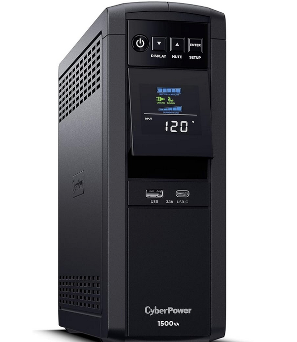 CyberPower CP1500PFCLCD PFC Sinewave UPS System, 1500VA/1000W, 12 ...
