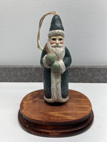 Belsnickle Primitive 6” Blue Crackle Glitter Ornament Figurine w/Sack ...