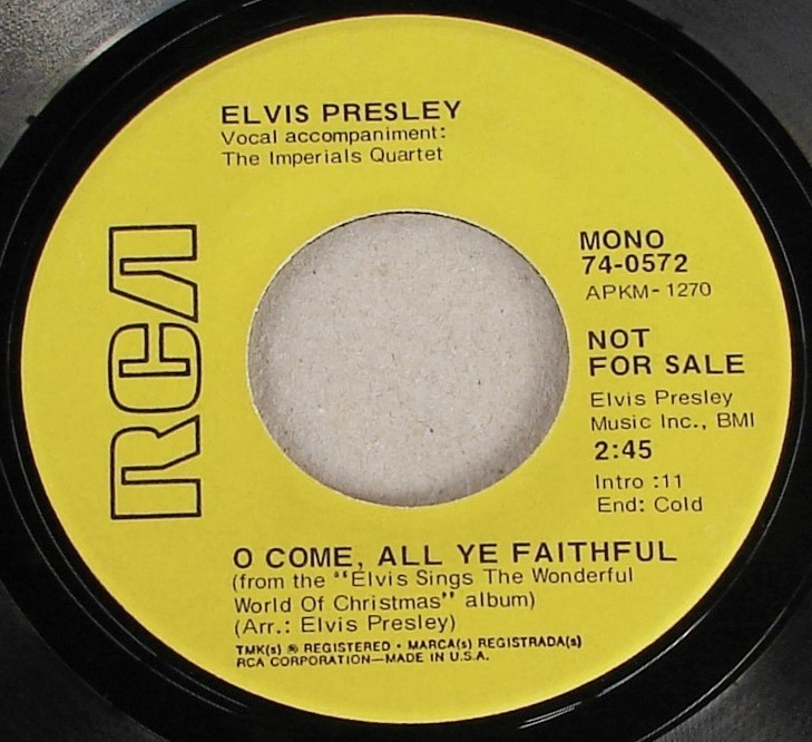 SUPER RARE PROMO Elvis Presley Merry Christmas Baby / O Come, All Ye ...