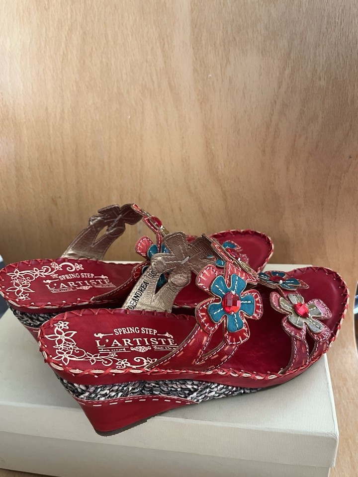 Spring Step L'Artiste Deandrea Wedge Floral Sandal EU 39 US 8.5 Brand ...