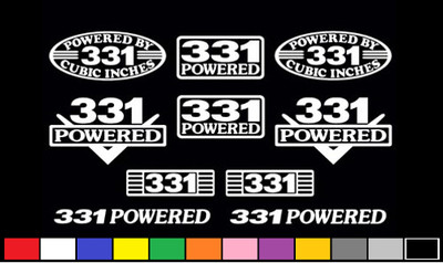 10 DECAL SET 331 CI V8 POWERED ENGINE STICKERS EMBLEMS 5.0 302 GT ...