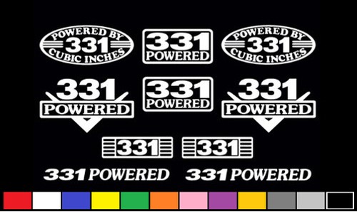10 DECAL SET 331 CI V8 POWERED ENGINE STICKERS EMBLEMS 5.0 302 GT ...