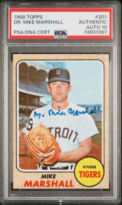 1968 Topps Dr. Mike Marshall Rookie Autograph PSA/DNA Authentic Auto 10 ...