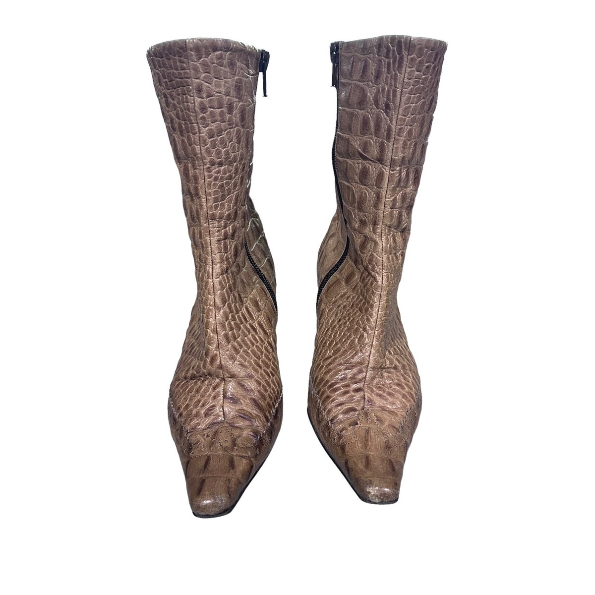 Peter Kaiser Leather Crocodile Style Mid Length Pointed Toe Peter Kaiser Leather Crocodile Style Mid Length Pointed Toe