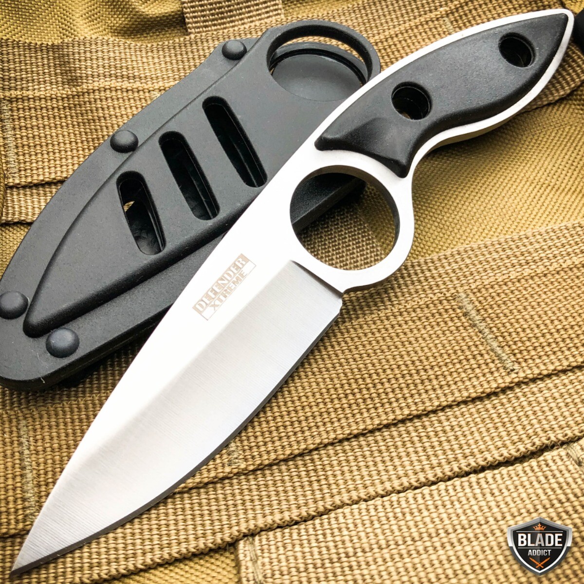 7" Tactical Dagger Fixed Blade Hunting Survival Knife w/ Hard Belt ...