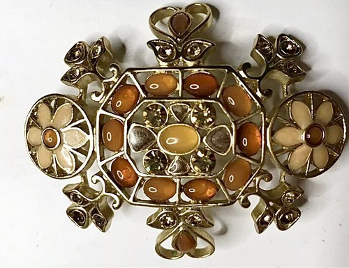 Vintage 1960's Jewelry Costume Brooch / Pin - Simulated Amber - 2.25 ...