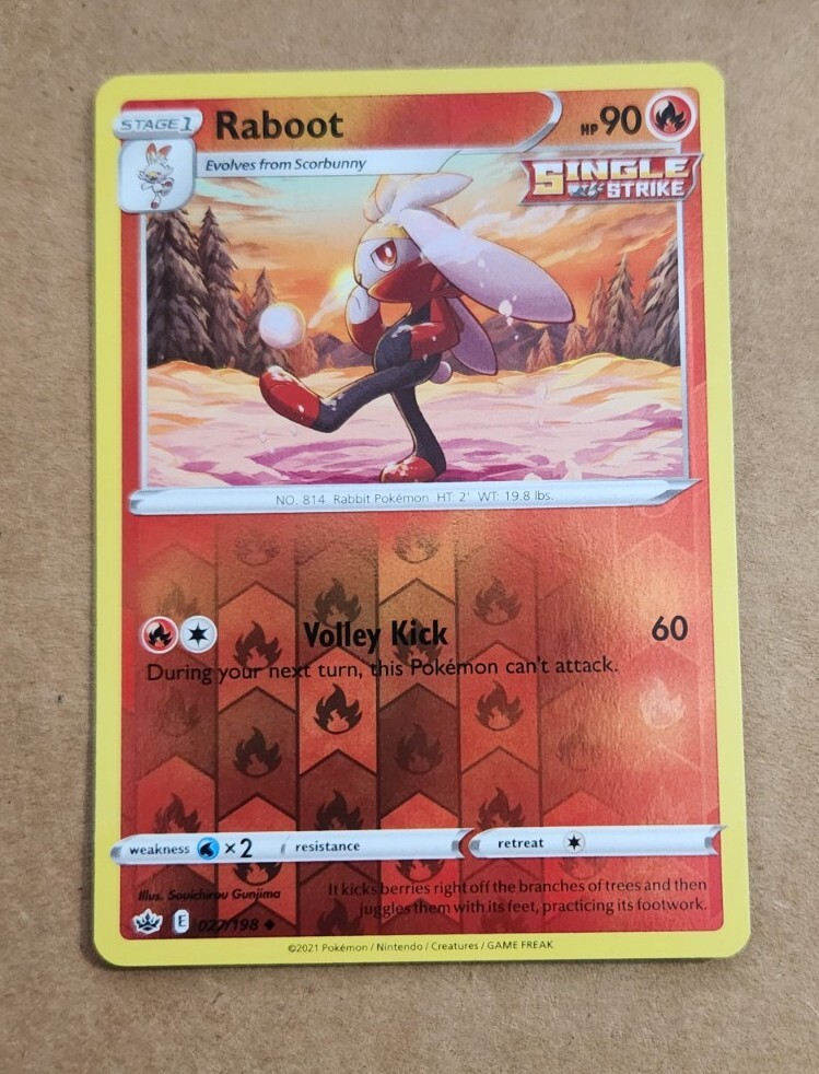 Raboot 027/198- Reverse Holo Card- Chilling Reign- Pokemon | eBay