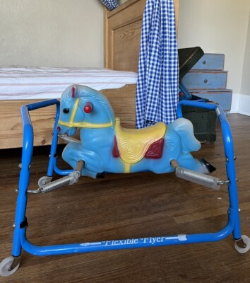Vintage Blue Ride-On Spring Bouncy Horse Toy - Flexible Flyer | eBay