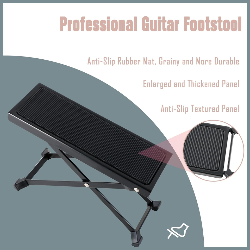 EastRock Guitar Footstool,Adjustable Metal Guitar Footrest with Anti ...