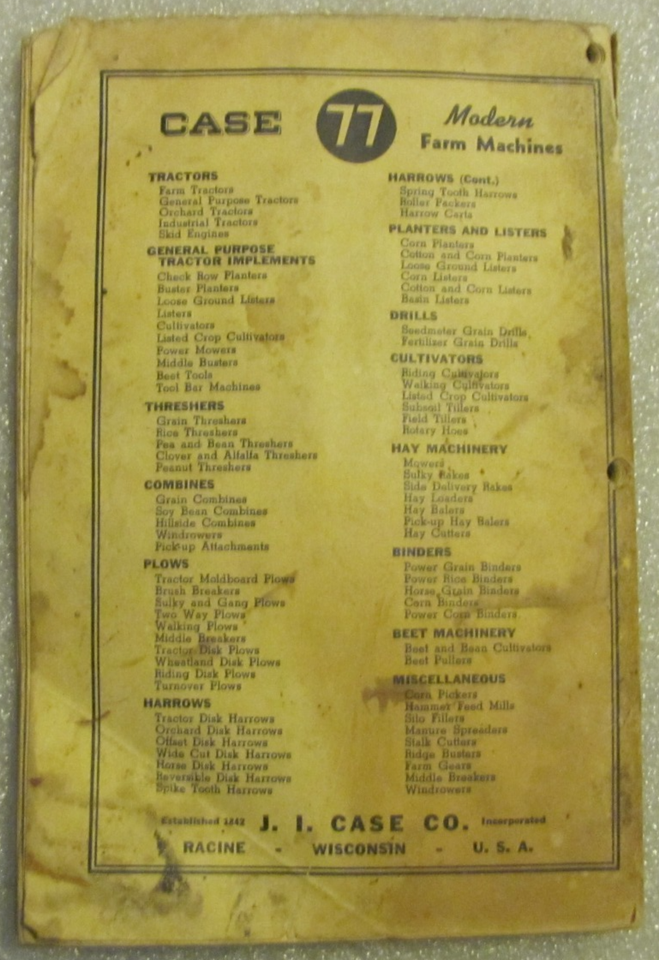 Case Grain Threshers Operators Manual Book Genuine Factory Original OEM ...