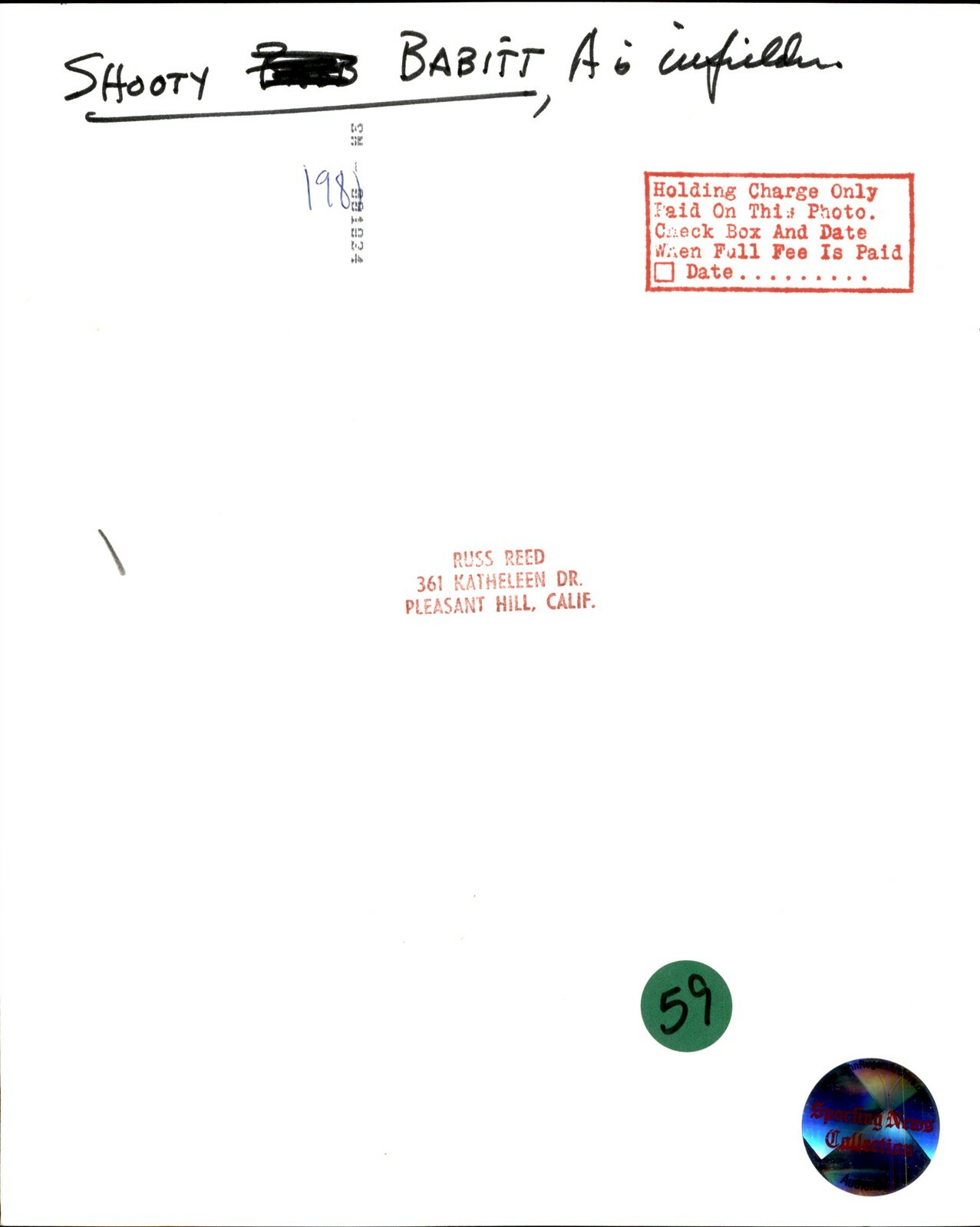 LG908 1981 Original Russ Reed Photo MACK SHOOTY BABITT OAKLAND A'S BATTING CAGE | eBay