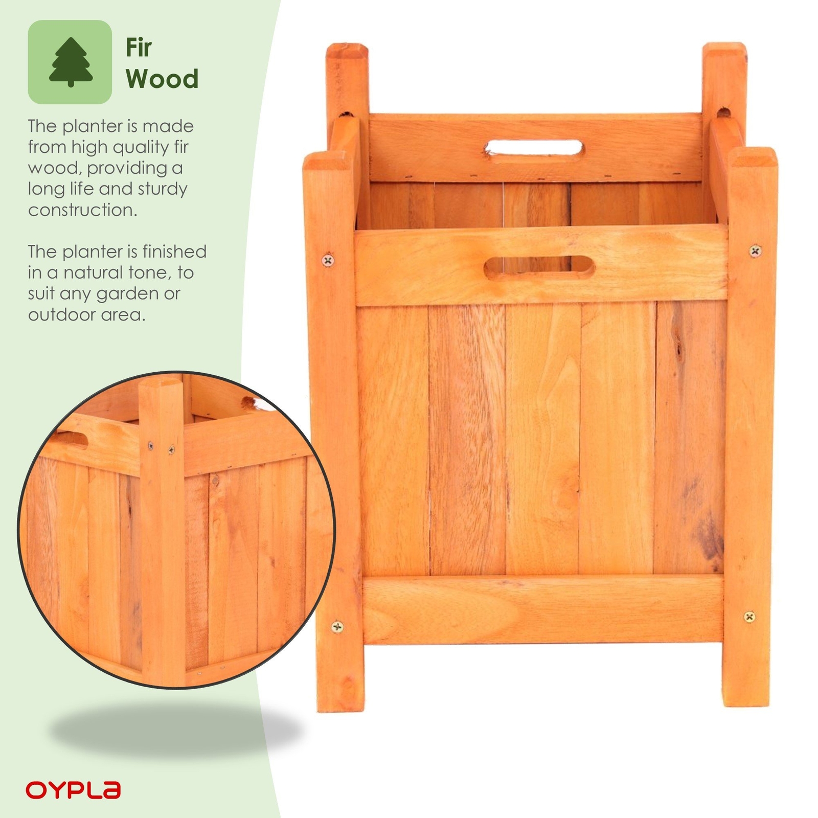 NEW! Small Garden Wooden Square Flower Planter Ornamental Plant Pot | eBay