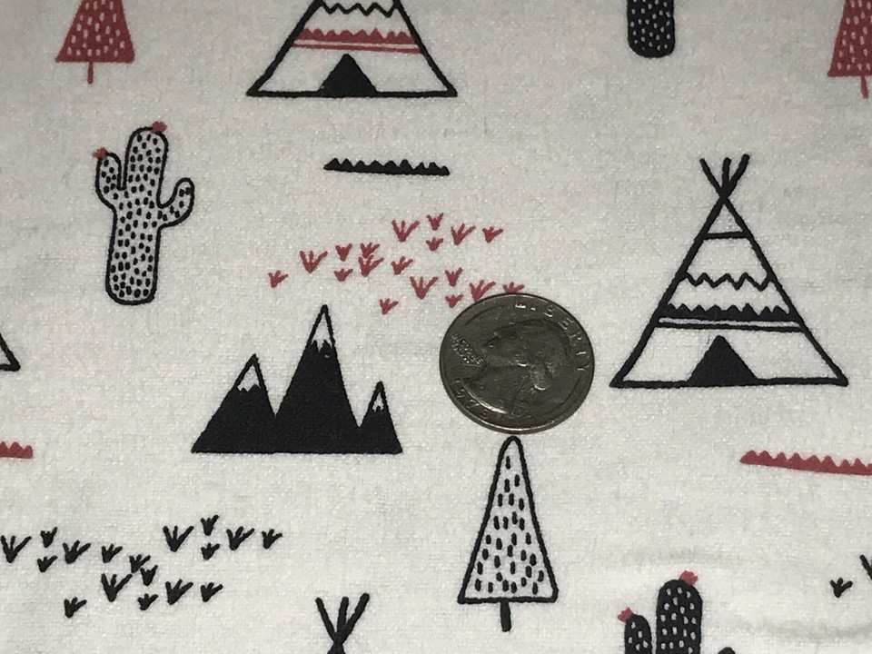 Fabric Native American Village Tee Pee on White Flannel 1/4 Yard TP123 ...
