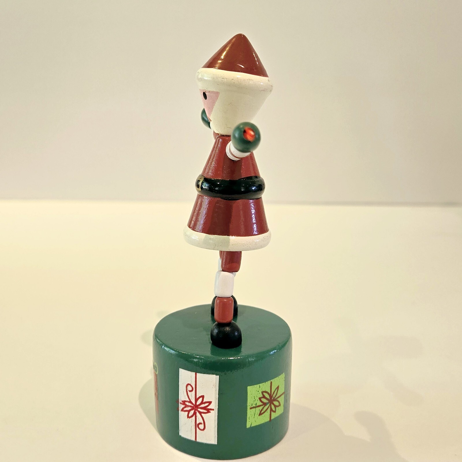 Santa Push Up Button Collapsible Thumb Puppet Toy Wood Painted 5” | eBay