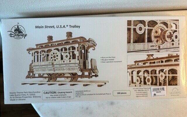 Disney Parks Ugear Mechanical Model Main Street USA Trolley 180 Pcs ...
