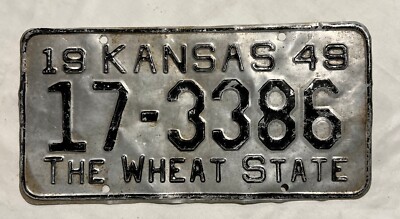 LICENSE PLATE KANSAS 17-3386 1949 | eBay