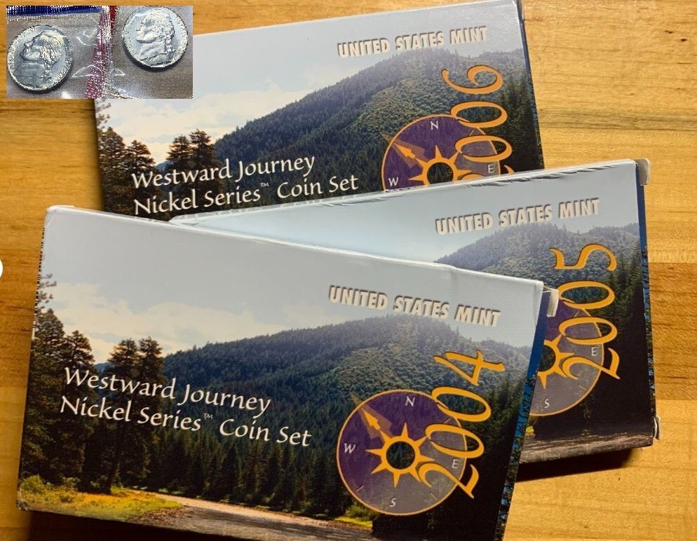 2004-2006 P & D & S Jefferson Westward Journey Nickel Series + 2003 BU ...