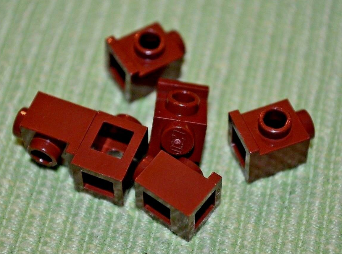 (6) 1x1 Reddish Brown Brick w/ Peg and Ledge / Headlight Brick ~ NEW ...