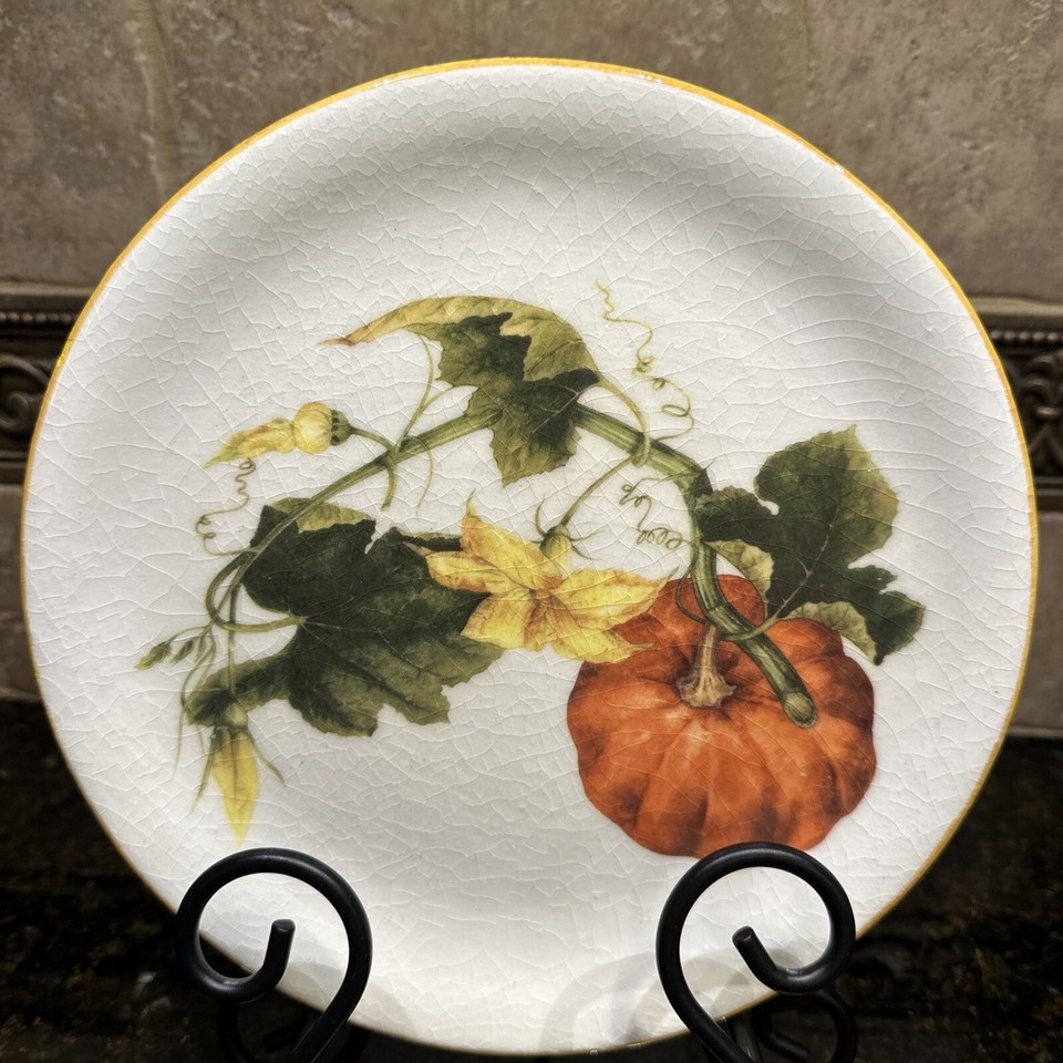 (3) WILLIAMS SONOMA FLOWERING BOTANICAL PUMPKINS APPETIZER PLATES MADE ...