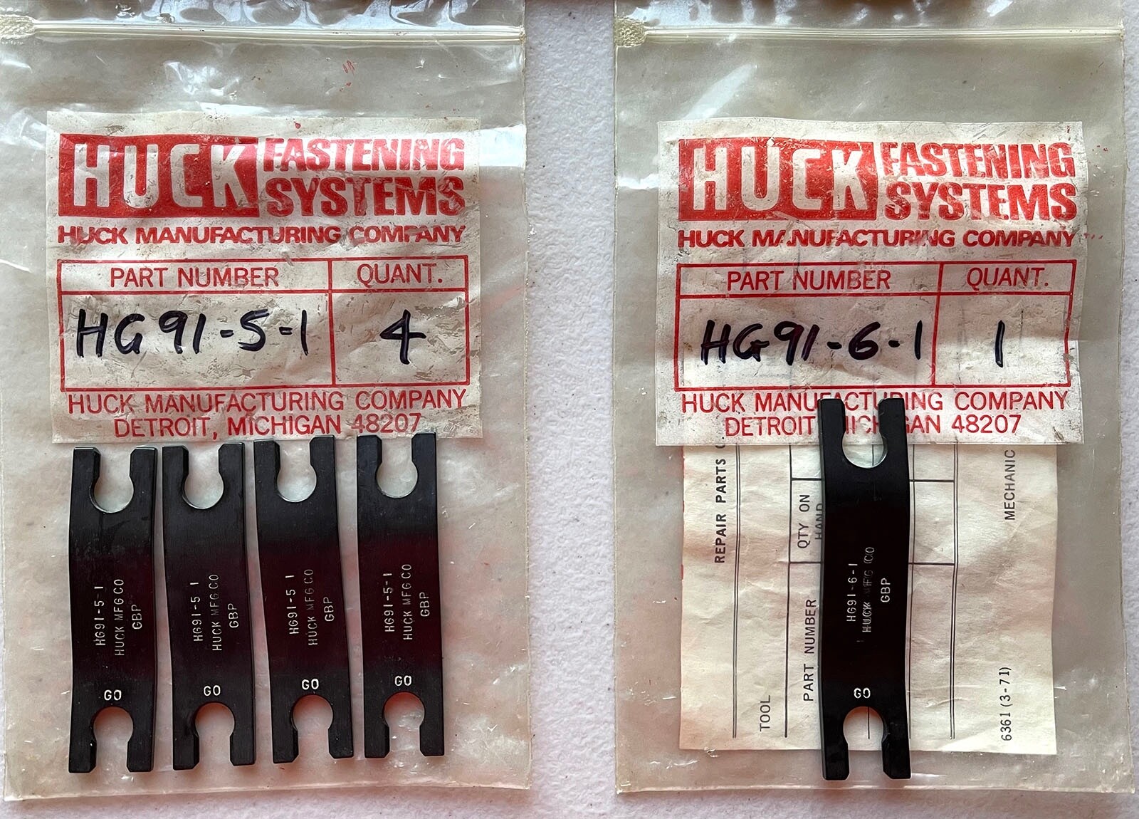 NOS Huck GBP Pin Position & Swage Gauge Set Rivet Gun Riveter Fastener ...