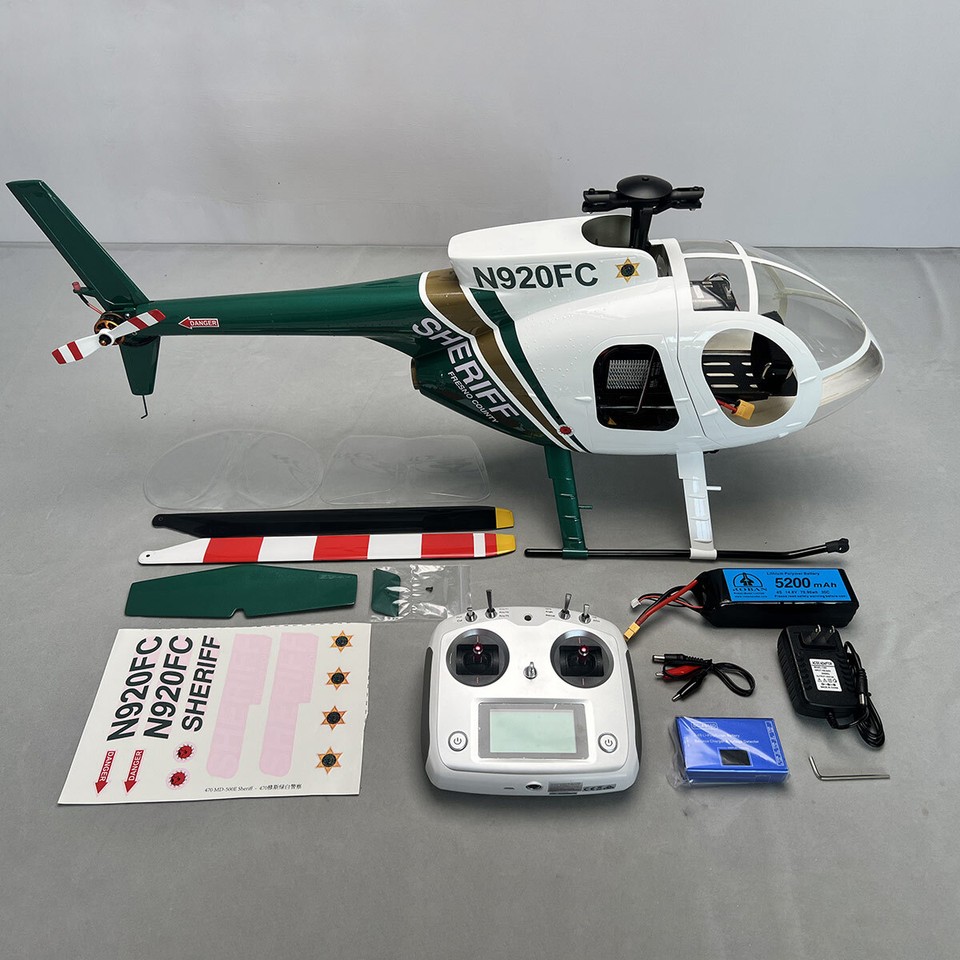 Roban RTF 470 Size MD500E RC Helicopter 2 blades GJIVE Blue Hughes GPS ...