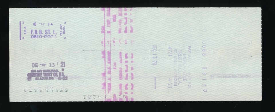 SIGNED 1978 STAN MUSIAL AUTOGRAPHED BANK CHECK AUTO ST. LOUIS CARDINALS ...