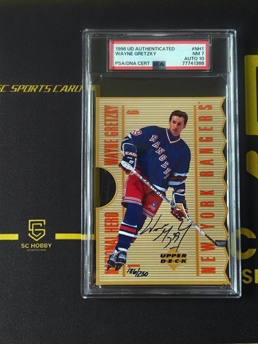 1996 Upper Deck Authenticated Die-Cut Auto 186/250 Wayne Gretzky PSA 7/ ...