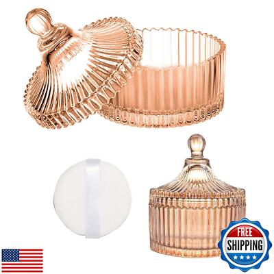 Body Powder Puff and Container, Soft Powder Puff,Glass Box for Dust ...