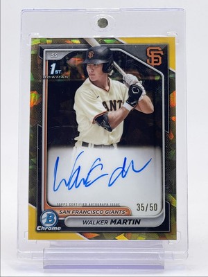 WALKER MARTIN 2024 BOWMAN CHROME 1ST SAPPHIRE GOLD GIANTS AUTO /50 ...