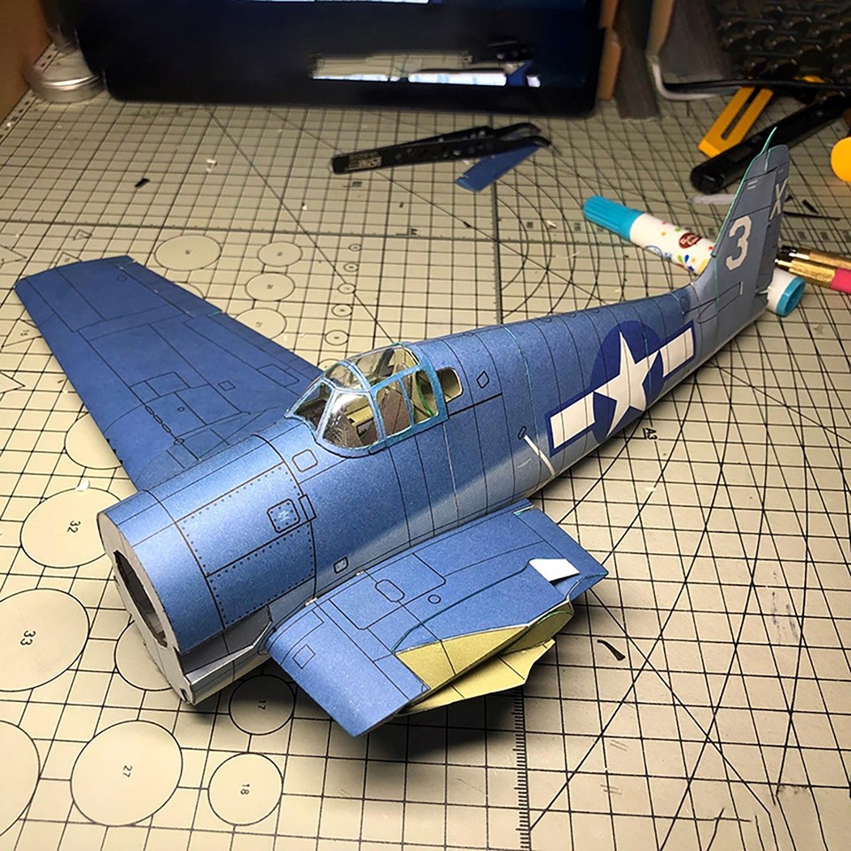 Beautiful 1:32 Grumman F6F-3 Hellcat Fighter Paper Model Military Craft ...